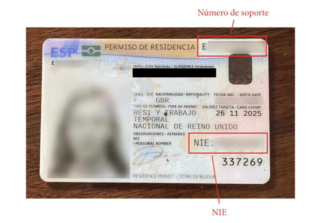 Número de Soporte - NIE Barcelona